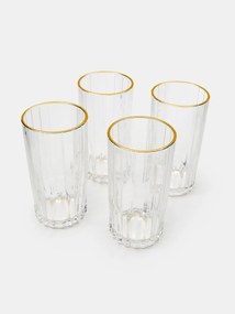 Sinsay - Sada rýhovaných sklenic se zlatým okrajem 4 pack - clear