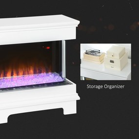 HOMCOM Elektrický krb s 10 barvami, automatické vypnutí a 12hodinový časovač, 61x28x66,5 cm, bílý