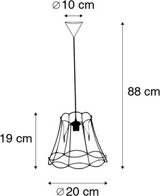 Retro závěsné svítidlo černé 20 cm - Granny Frame