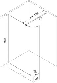 Mexen Kioto, zaoblená sprchová zástěna 80 x 200 cm, 8mm čiré sklo, zlatý profil, 800-080-101-50-06