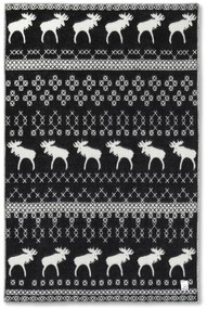 Wooline Vlněná deka s motivem soba, černobílá