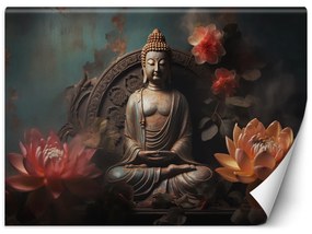 Gario Fototapeta Socha Budhy a květiny Materiál: Vliesová, Rozměry: 200 x 140 cm
