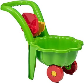Dětské zahradní kolečko s lopatkou a hráběmi BAYO Sedmikráska zelené