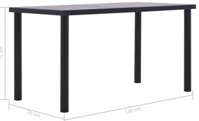 vidaXL Marketos Jídelní stůl černý a betonově šedý 140 x 70 x 75 cm MDF