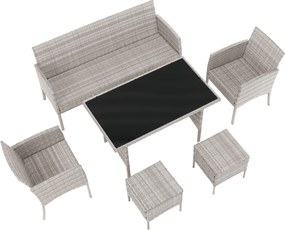 Zahradní ratanový set, světle šedá, LALEN