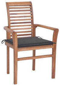 Jídelní židle 8 ks antracitové podušky masivní teak - Default Title