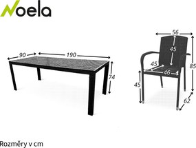 Noela Zahradní jídelní set Viking XL 190cm + 6x ratanová židle Roma