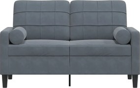 2místná pohovka s polštáři tmavě šedá 120 cm samet 3278210