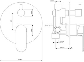 Sapho Corneli CE43 sprchová podomítková baterie páková 2 výstupy