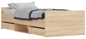 vidaXL Rám postele s hlavovým a nožním čelem dub sonoma 90 x 200 cm