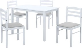 Jídelní set 1+4, bílá/béžovošedá, SOMIN