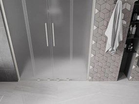 Mexen Velar L Duo, posuvné sprchové dveře do otvoru 140 cm, 8mm sklo námraza, broušená ocel, 871-140-003-32-97