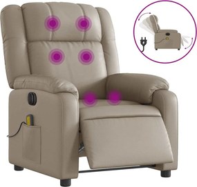 Elektrické masážní polohovací křeslo cappuccino umělá kůže 3205149