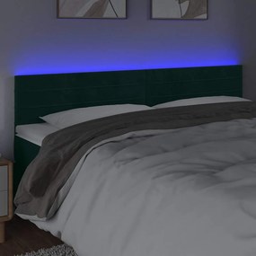 Čelo postele s LED tmavě zelené 200x5x78/88 cm samet 3121821
