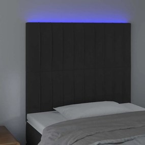 Čelo postele s LED černé 100x5x118/128 cm samet 3122706