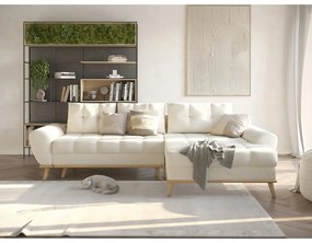 Krémová rozkládací rohová pohovka (pravý roh) Balitco – Ropez