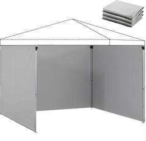Outsunny — 3 ks bočních stěn pro altán 3 × 3 m — se zipem, UPF 50+, voděodolný 210D Oxford, světle šedá | Aosom