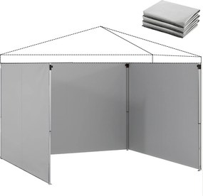 Outsunny — 3 ks bočních stěn pro altán 3 × 3 m — se zipem, UPF 50+, voděodolný 210D Oxford, světle šedá | Aosom
