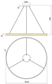 Závěsné led svítidlo Redo Febe Barva: Matt Gold 3000K, Ø - Průměr: 80 cm