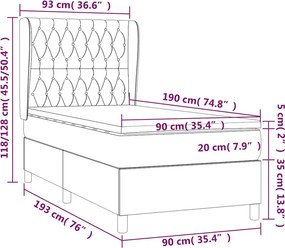 Box spring postel s matrací světle šedá 90x190 cm samet 3129363