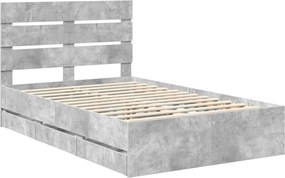 Rám postele s čelo Betonově šedá 135 x 190 cm Inženýrské dřevo 3411840