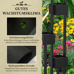 Outsunny Kombinovaný truhlík na květináče, modulární design, stojící rám, přírodní dřevo, černá barva, 90 x 45 x 170 cm