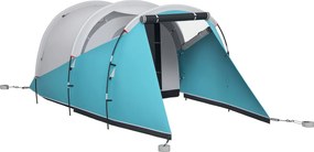 Tunelový stan Outsunny, stan pro kempování pro 5 osob, rodinný stan se 2 pokoji, nosná taška, vodotěsný stan 3000 mm, pro zahradu a tábořiště, modrý |