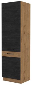 Potravinová kuchyňská skříňka pro chladničku Virion 60 LO 210 2F (dub lancelot + tmavé dřevo). 1046328