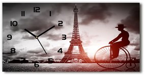 Wallmuralia Skleněné hodiny na stěnu Eiffelova věž Paříž 60x30 cm