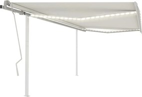 vidaXL Ručně zatahovací markýza s LED světlem 4 x 3,5 m [3070024] Barva: krémová