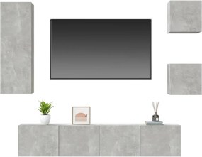 5dílný set TV skříněk betonově šedý kompozitní dřevo 3114441