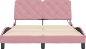 Rám postele s LED bez matrace růžový 120 x 200 cm samet 3213848