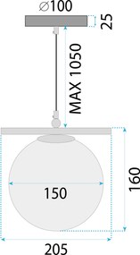 Toolight Toolight, závěsné svítidlo 1xG9 APP1577-5C, zlatá lesklá, OSW-04901