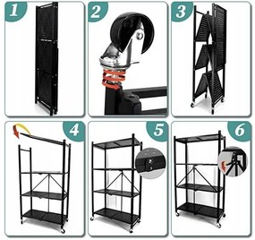 Skládací regál AZIONE 72x127 cm černý
