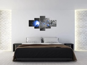 Obraz tmavé modrých koulí (125x70 cm)