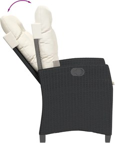 3dílný zahradní jídelní set s poduškami černý polyratan 3212732