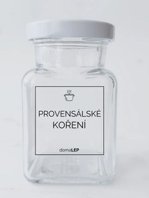 Samolepka na kořenky PROVENSÁLSKÉ KOŘENÍ průhledná  5 × 5 cm základní písmo