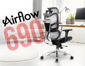 Ergonomická síťovaná kancelářská židle MOSH Airflow 690 – černo-bílá