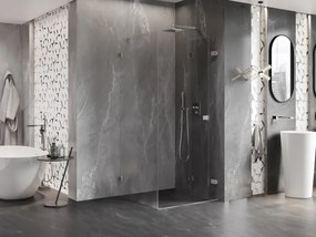 Mexen Lunar-F, sklápěcí sprchový kout pravý 90 x 90 cm, 8mm čiré sklo, ocelový profil, 836-090-090-97-00-P