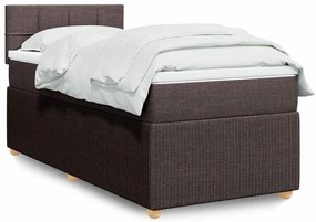 Box spring postel s matrací tmavě hnědá 90x190 cm textil