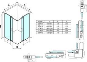 Gelco, DRAGON sprchové dveře rohový vchod 800 mm, čiré sklo, GD4280