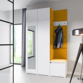 Eka Předsíňová stěna s čalouněnými panely Trinity 20 - Bílá / Hořčicová 2326