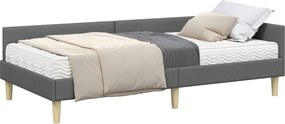 Rohový rám postele s matrací Jiný s čelo 2 ks Šedá textil 3393678