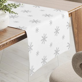 Biante Teflonový běhoun na stůl TF-101 Vánoční šedé vločky na bílém 20x120 cm