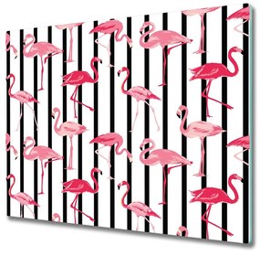 Skleněná krájecí deska Flamingos pruhy