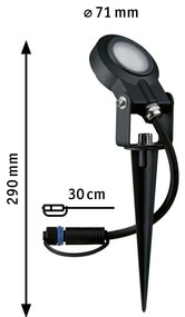Paulmann 94728 Plug&Shine Sting, zahradní reflektor 6W LED 2200K, antracit, IP67
