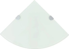 vidaXL Rohové police 2 ks s chromovými podpěrami sklo 35 x 35 cm [3051599] Barva: Bílá