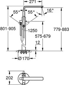 Grohe Vanová baterie do podlahy kartáčovaný Hard Graphite / Vanová bat