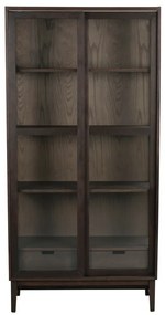 Hnědá vitrína v dekoru dubu s posuvnými dveřmi 100x203 cm Hazelton – Rowico