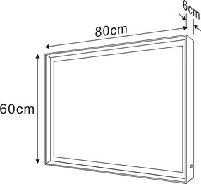 Sapho Sapho, SORT zrcadlo s LED osvětlením 60x80cm, bezdotykový IR senzor, 2700-6500K, černá mat, ST080S